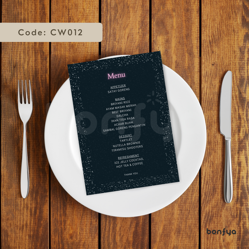 CW012 Fairy Dust - Menu Cards | bonfya.studio