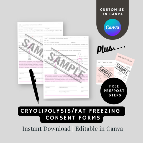 Editable FAT FREEZING Consent Form & Aftercare Template | Bodi Slim