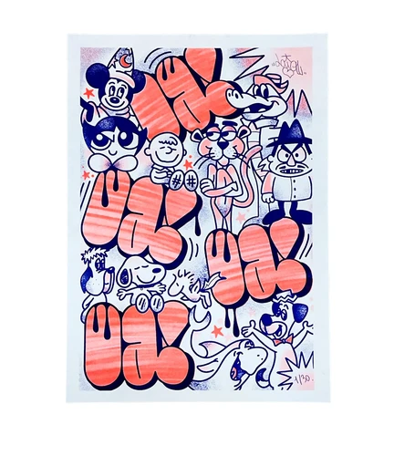 LAIA'S MATES" RISO PRINT (FLUOR ORANGE/BLUE) | Montana Nottingham