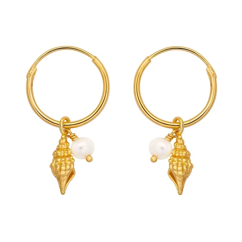 MIDSUMMER STAR | Spiral Pearl Hoops | Gold | mysite