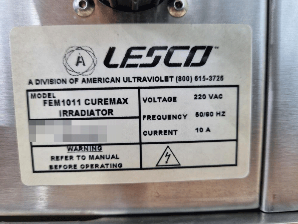 LESCO CURE MAX FEM1011 CUREMAX IRRADIATOR | rescience