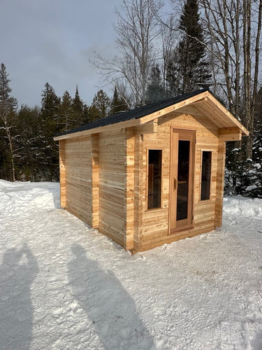 8x8+4' Traditional White Cedar Cabin Sauna with 3x6 Boards | The Sweat ...