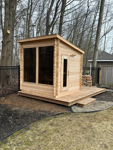 8x8' Lean-To White Cedar Cabin Sauna with x2 36x66" Windows | The Sweat ...