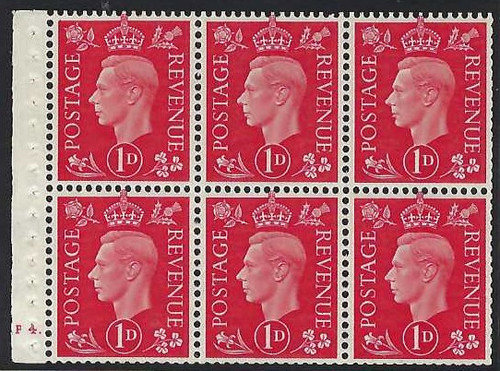 SG463 var QB10 1d Scarlet Cylinder pane u/m | ArunStamps