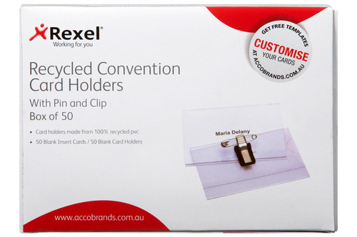 REXEL® ID RECYCLED CONVENTION CARD HOLDER WITH PIN BX50 | McCarthy ...
