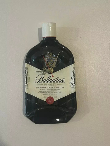 Ballantine Whiskey Squashed / Flattened Bottle Wall Clock with Lid ...