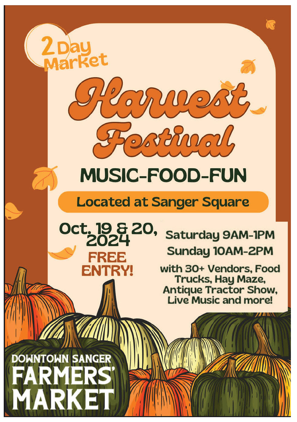 Two-Day Market Harvest Festival at Sanger square this weekend