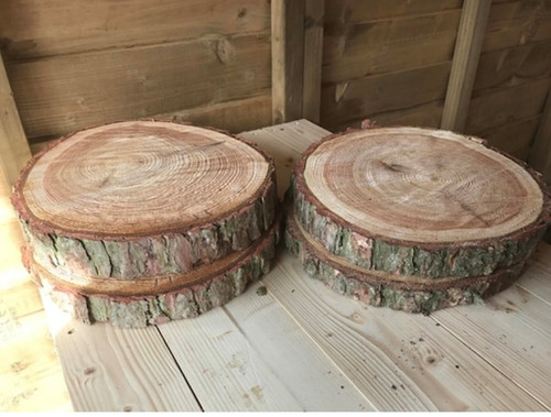 Four 30cm (12") Rustic log slices x 2" thick great for table centre ...