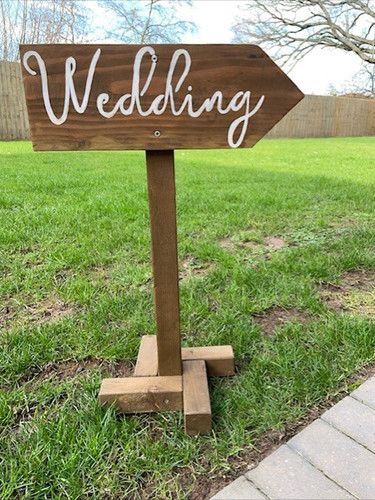 Personalised rustic freestanding wooden finger post wedding venue sign ...