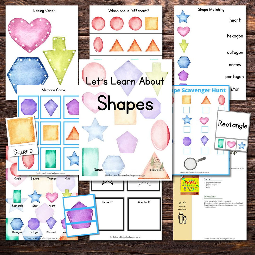 Shape Learning Pack | FTL of Homeschooling