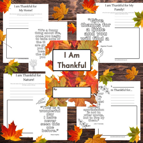 I am Thankful Journal & Quote Pack | FTL of Homeschooling