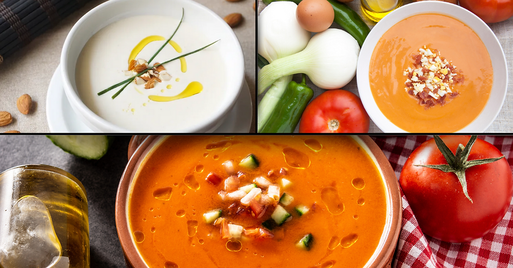 The three giants of Spanish cold cuisine: salmorejo, gazpacho and ajoblanco
