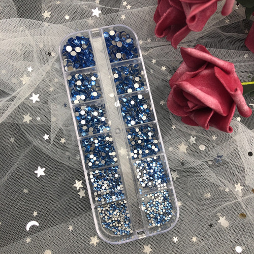 Mixed Sizes 6 Grid Box Glass FlatBack Rhinestone | B’s Glitter World