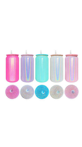 Glass 16 Oz Shimmer Libby Tumbler Blank with Rhinestone Lid | B’s ...