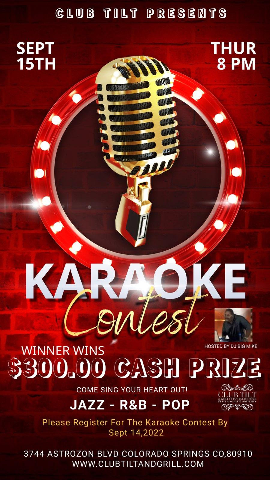 KARAOKE CONTEST! $300 CASH PRIZE TO THE WINNER! (FREE TO ENTER) | Club ... KARAOKE CONTEST! $300 CASH PRIZE TO THE WINNER! (FREE TO ENTER) | Club ...