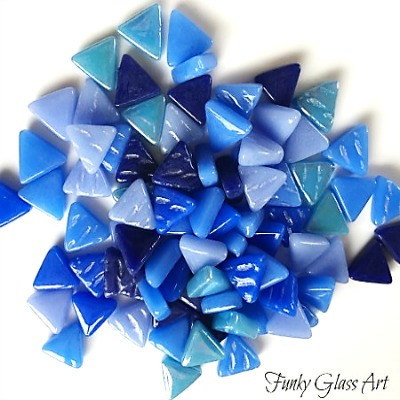 Glass Triangles 10mm - Blue Skies Mix | FUNKY GLASS ART