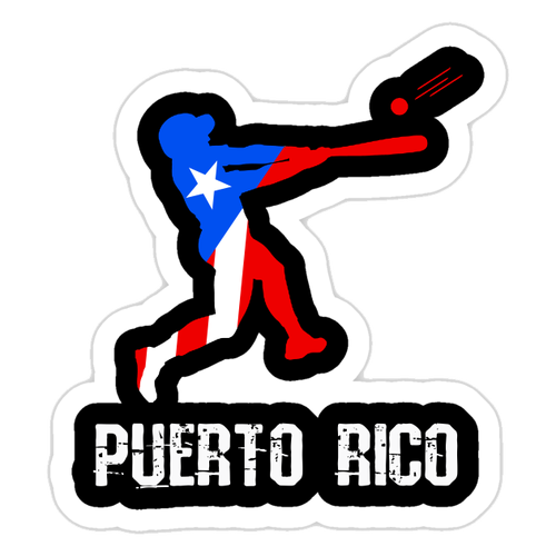 Puerto Rico Flag Baseball Player | Stickers