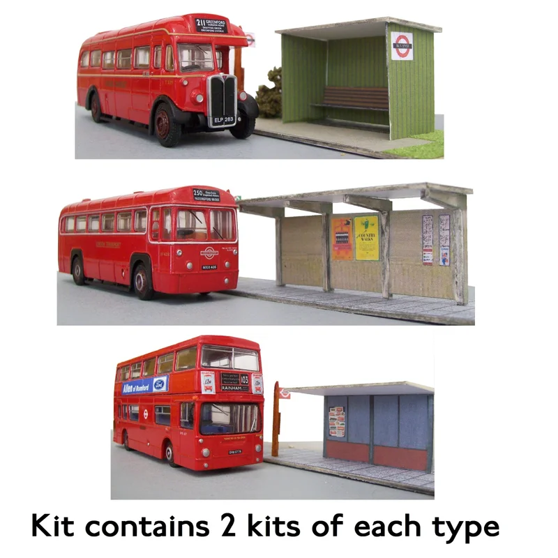 LTS London Transport bus shelters (6) 1/76 | Kingsway Models