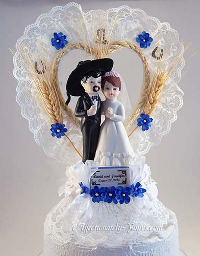 Hillbilly Redneck Bride - Cowboy Groom Custom Wedding Cake Topper