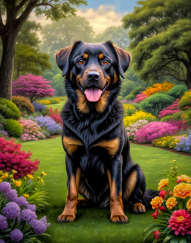 Black and Rust Mixed Breed Dogs Portrait Paintings on Canvas