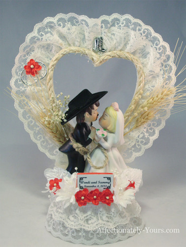 Western Hillbilly Redneck Bride Cowboy Groom Custom Cake Topper