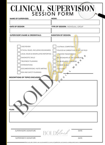 BBSW's Supervision Session Form & Log | BBSW