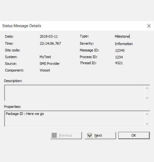 Create a custom status message and use its data as arguments to a ...