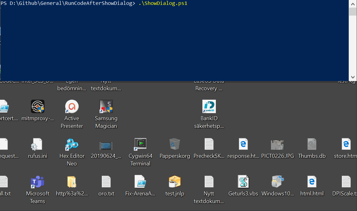 Continue to run code after ShowDialog using powershell