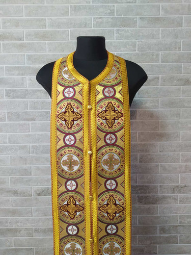 Orthodox stole and cuffs in metallic brocade - Priest's communion set ...