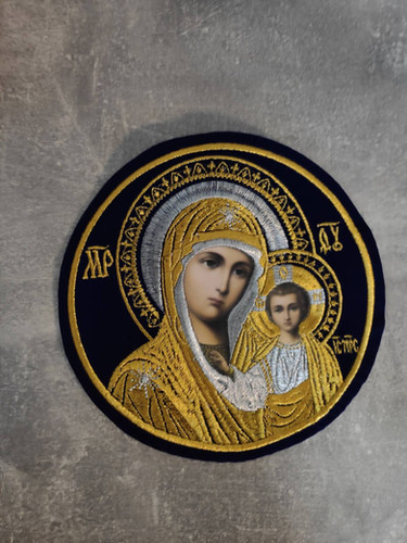 Liturgical embroidered vestment applique - Round icon patch- Machine ...