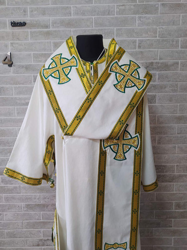 White Bishop's Vestments with green trims - Vestments for Bishop ...