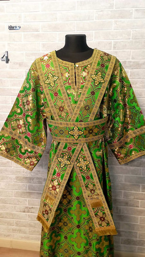 Green sticharion for subdeacon - Vestment in greek brocade - Orthodox ...