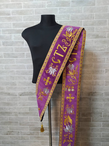 Embroidered Slavic deacon double orar - Protodeacon's orarion ...