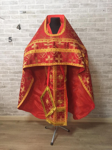 Rich red Slavic style vestments - Orthodox liturgical vestment set ...