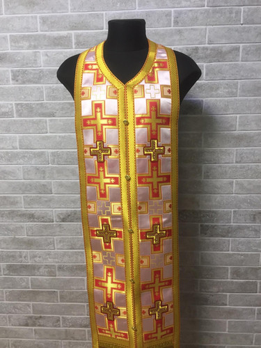 Orthodox set of stole and cuffs in cross brocade - Priest's communion ...