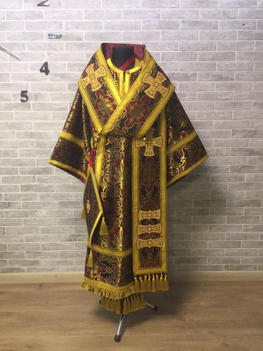 Maroon-black Bishop's Vestments - Vestment set for Bishop - Archbishop ...