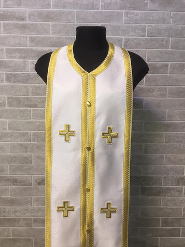 White silk priest's stole and cuffs - White communion set for orthodox ...
