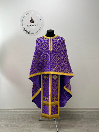 Violet Greek style vestment in brocade - Priest vestment - Liturgical ...