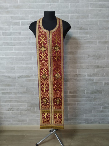 Orthodox stole and cuffs in brocade - Priest's communion set in white ...