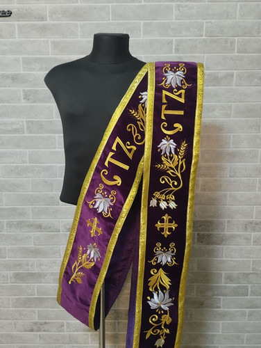 Embroidered Slavic/Greek deacon's double orar - Protodeacon's orarion ...