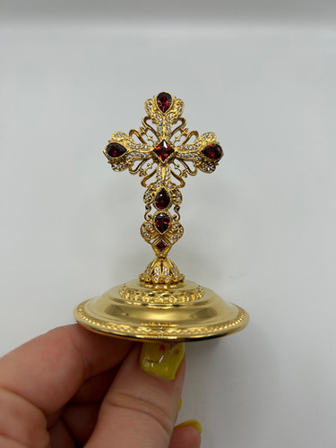 Brass miter cross with stones, cross for bishops mitra, mither cross ...