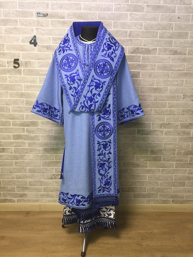 Blue Embroidered Bishop's Vestments - Vestments for Bishop - Archbishop ...