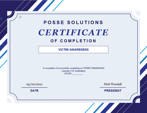 Item #1207 Victim Awareness Certificate Course | POSSE SOLUTIONS ...