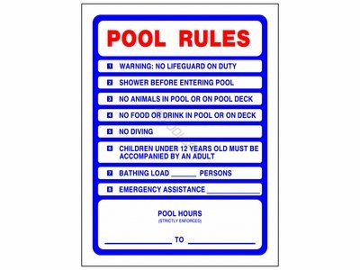 Pool Rules Sign - Commercial | SwimAndSave.com
