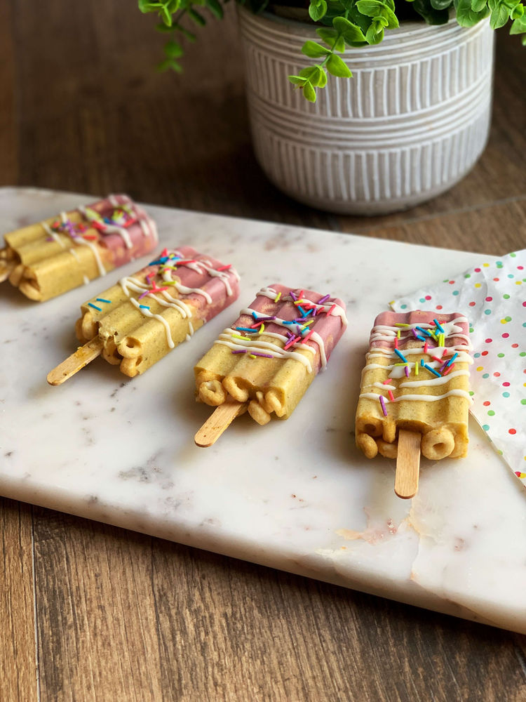 Mango-Strawberry Crunch Popsicles (Vegan & Low Carb)
