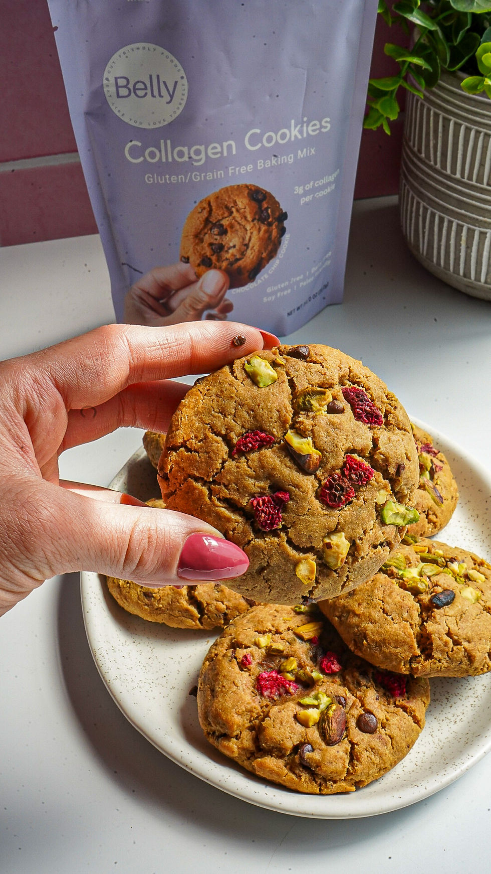 Pistachio & Raspberry Cheesecake Cookies