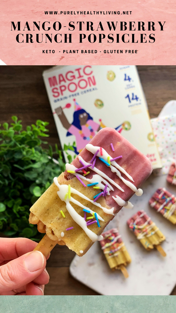 Mango-Strawberry Crunch Popsicles (Vegan & Low Carb)