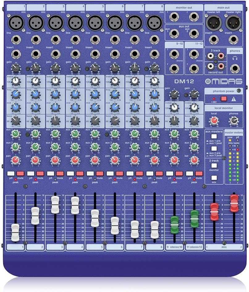 Midas DM12 12 Input Analogue Live and Studio Mixer with Midas ...