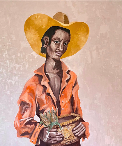 Portrait of man with corn | JOHN WREN ART