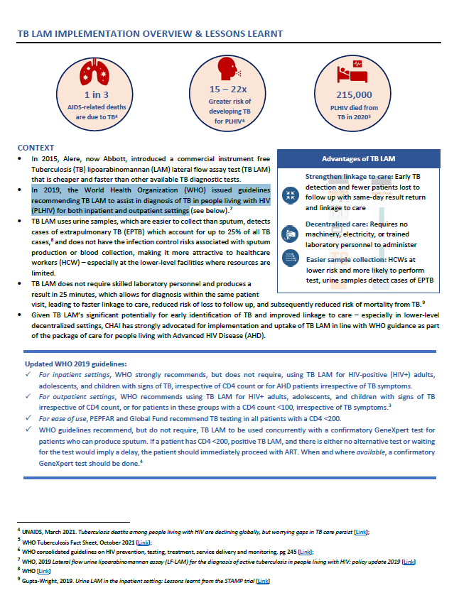 TB LAM Implementation Overview & Lessons Learned
